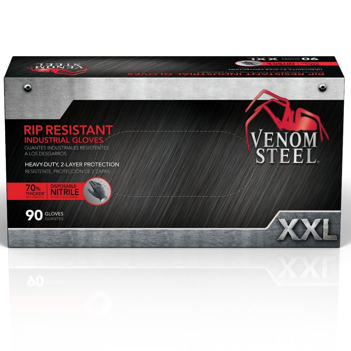 Venom Steel Premium Industrial Black Nitrile Gloves, 2-Layer Rip ...