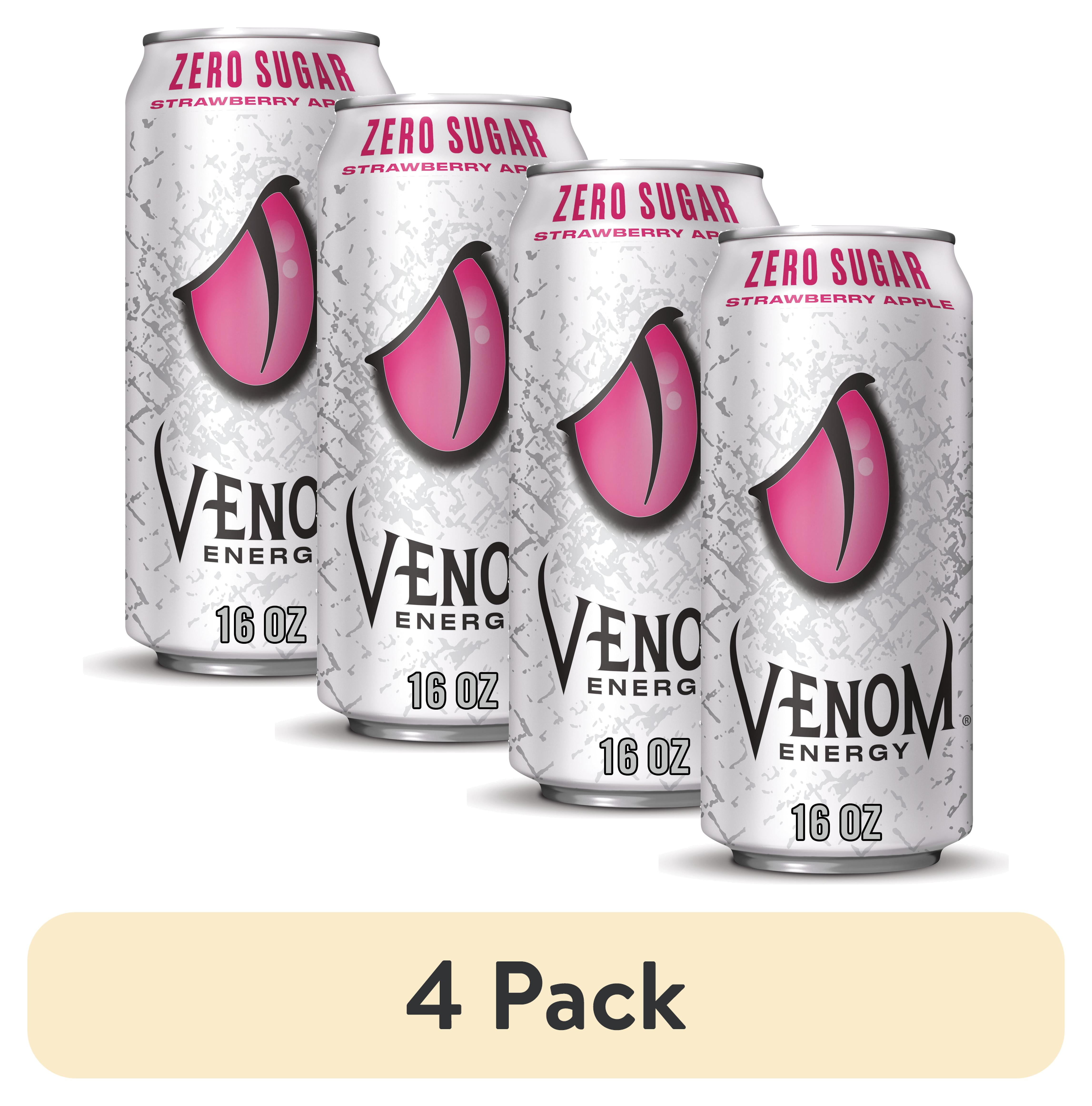 (4 pack) Venom Zero Sugar Strawberry Apple Energy Drink, 16 Fl Oz Can ...