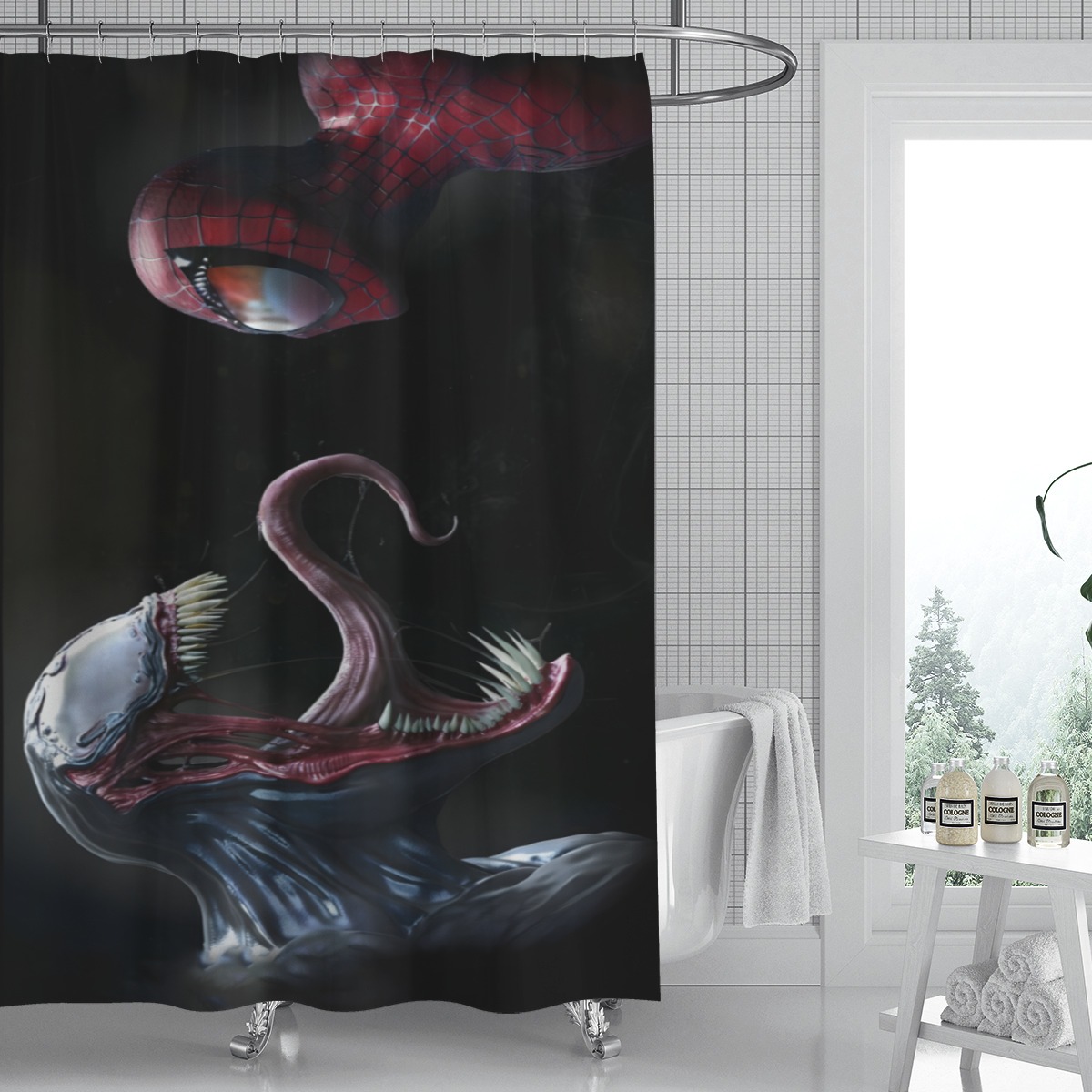 Venom shower curtain boasts a stunning design, features waterproof ...