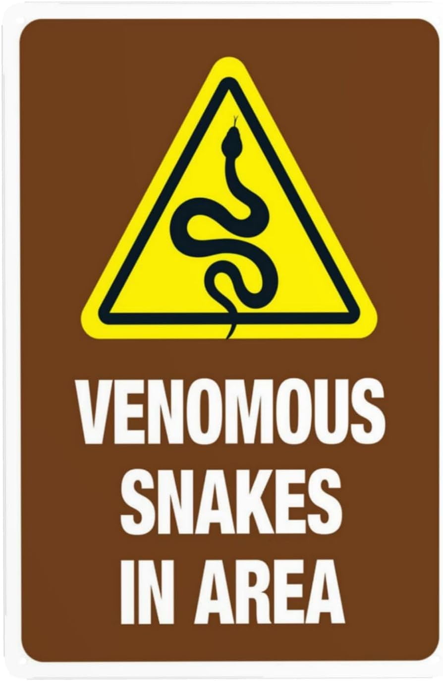 Venomous Snakes In Area Metal Tin Sign Aluminum Warning Signs Indoor ...