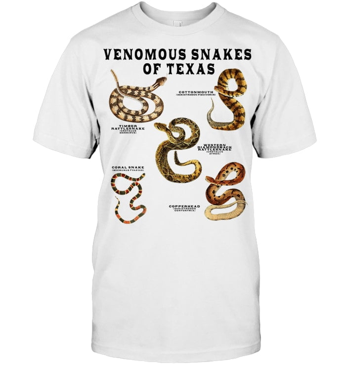 Venomous Snakes Of Texas Rattlesnake Copperhead Poisonous Snake T Shirt ...