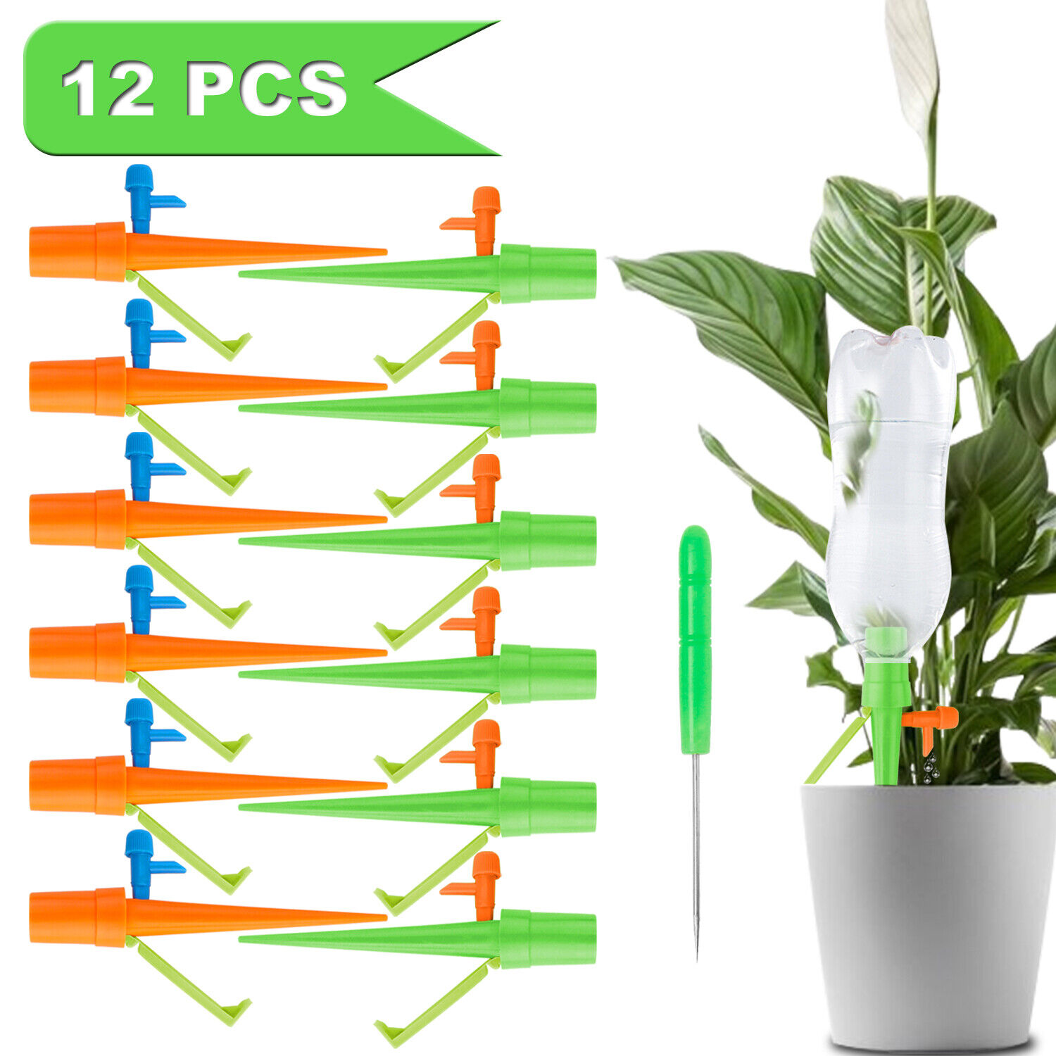 Venoro 12/24/48 PCS Automatic Self Watering Spikes Plants Water Drip ...