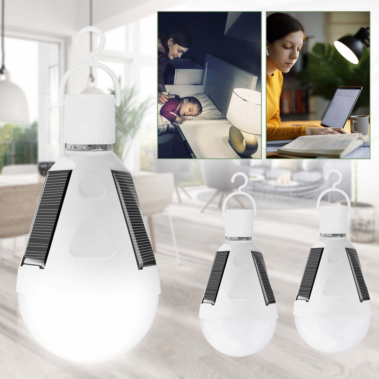 Venoro 120W LED Solar Panel Bulb Light Tent Lamp Yard Garden Portable ...