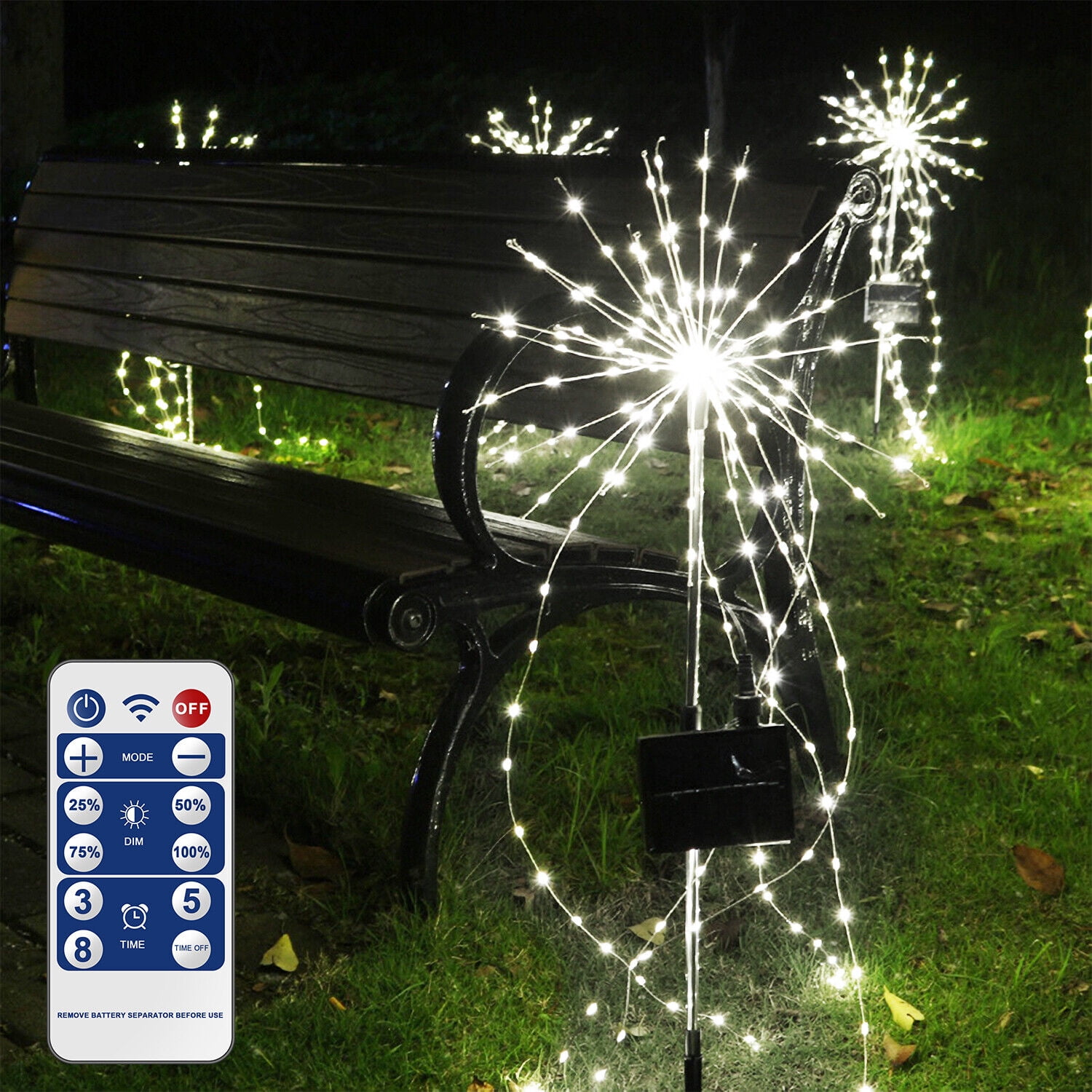 Venoro 200 LED Solar Firework Lights Waterproof Outdoor Path Lawn ...
