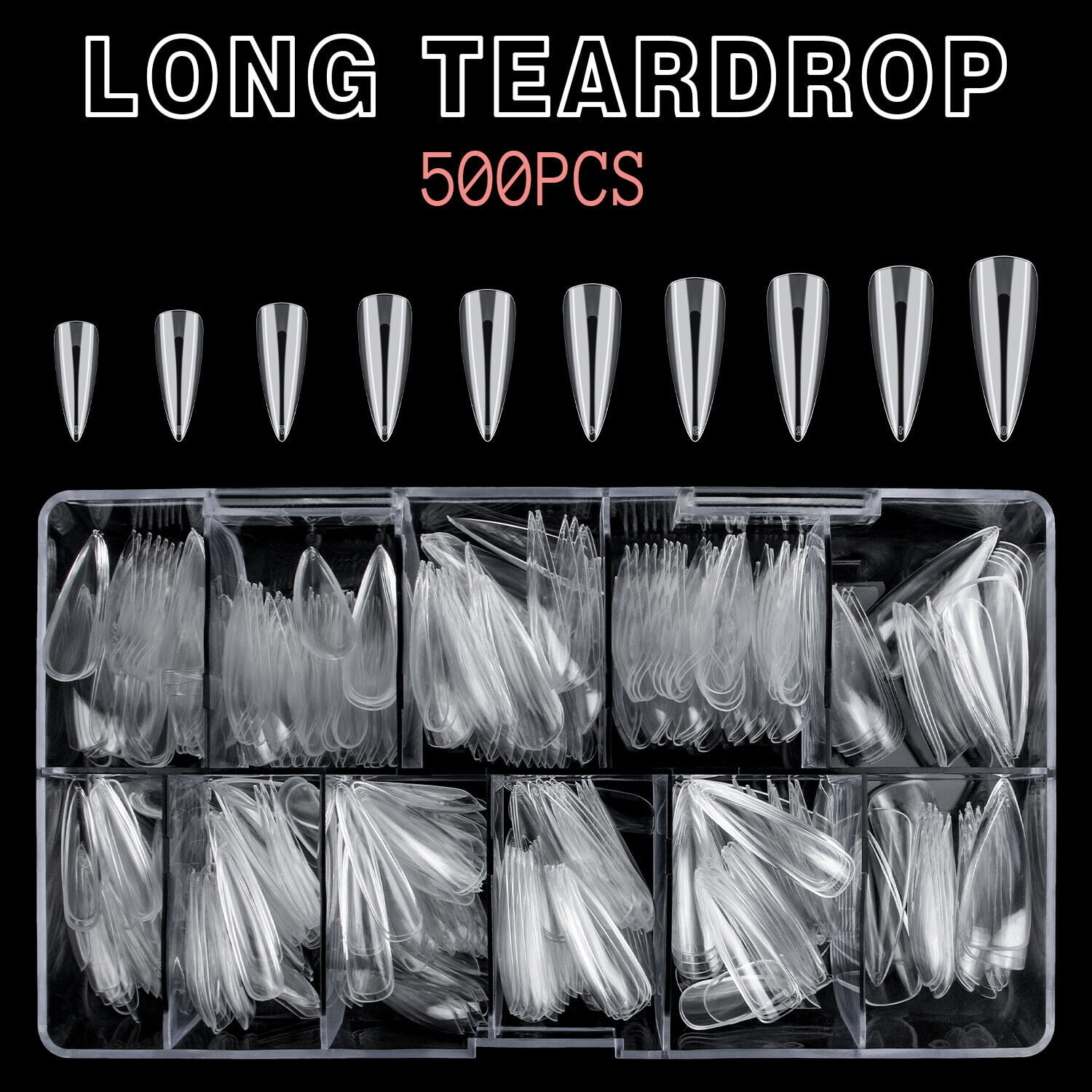 Venoro 500Pcs Nail Tips Square Almond Fake Nails Clear Acrylic False ...