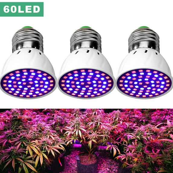 Venoro Grow Light Bulb 60LED for Indoor Plant Full Spectrum Seedlings ...