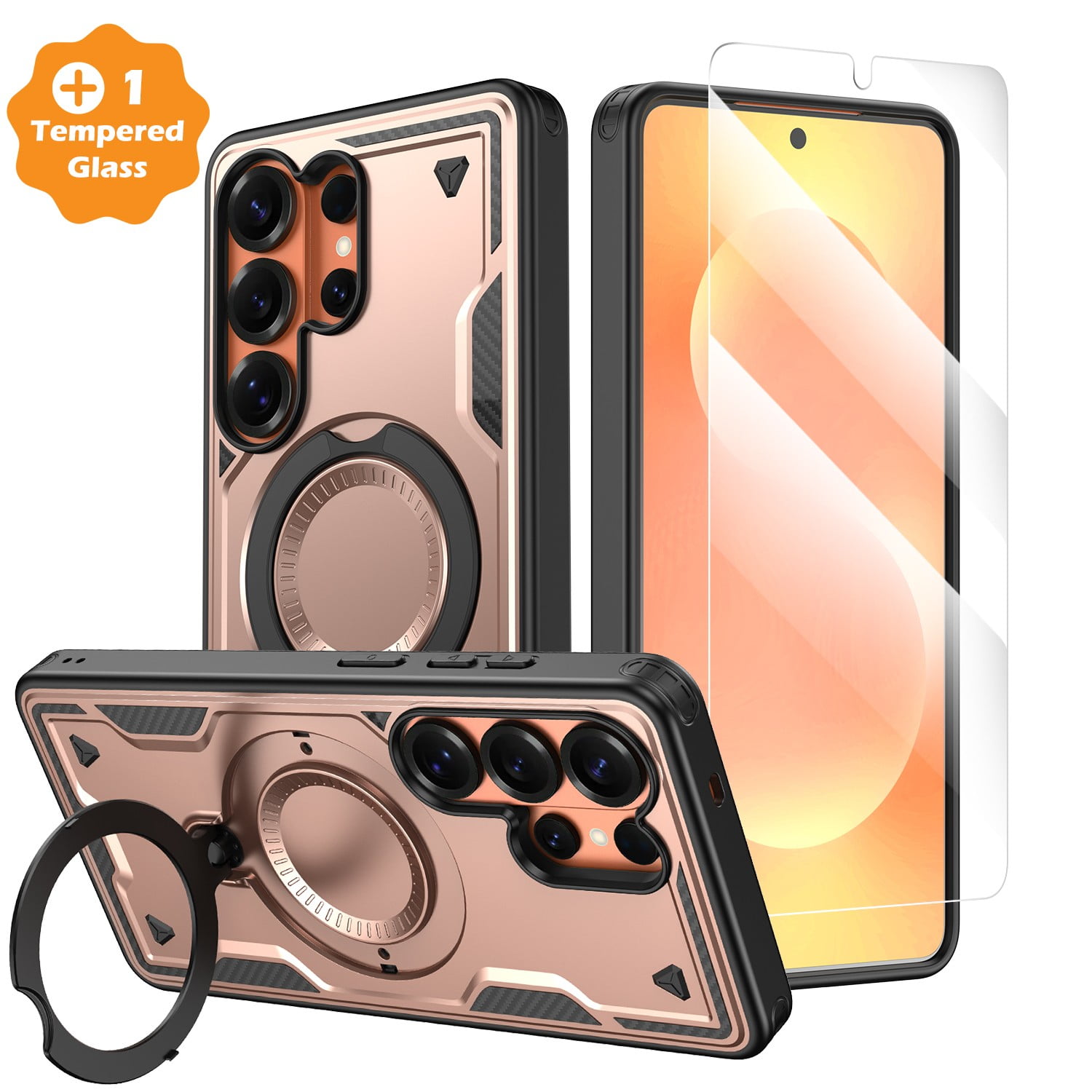 Venoro Heavy Duty Magnetic Shockproof Case with 360° Ring for Samsung ...