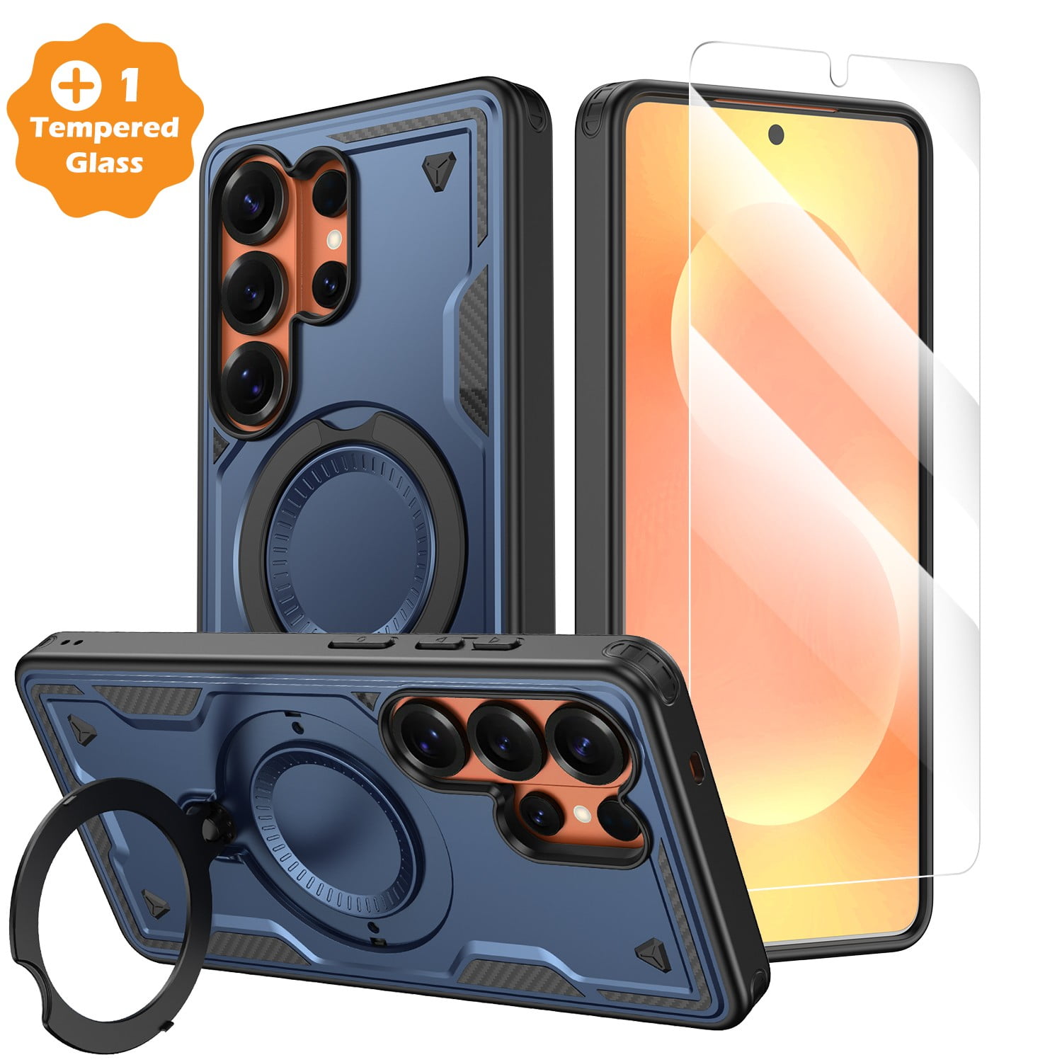 Venoro Heavy Duty Magnetic Shockproof Case with 360° Ring for Samsung ...