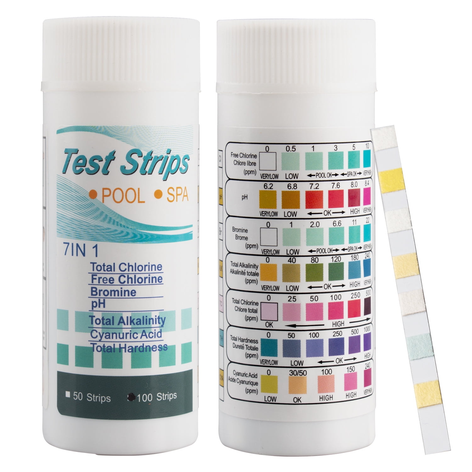 Venoro Pool Test Strips, Swimming Pool Spa Water Testing Kit, 7-in-1 ...
