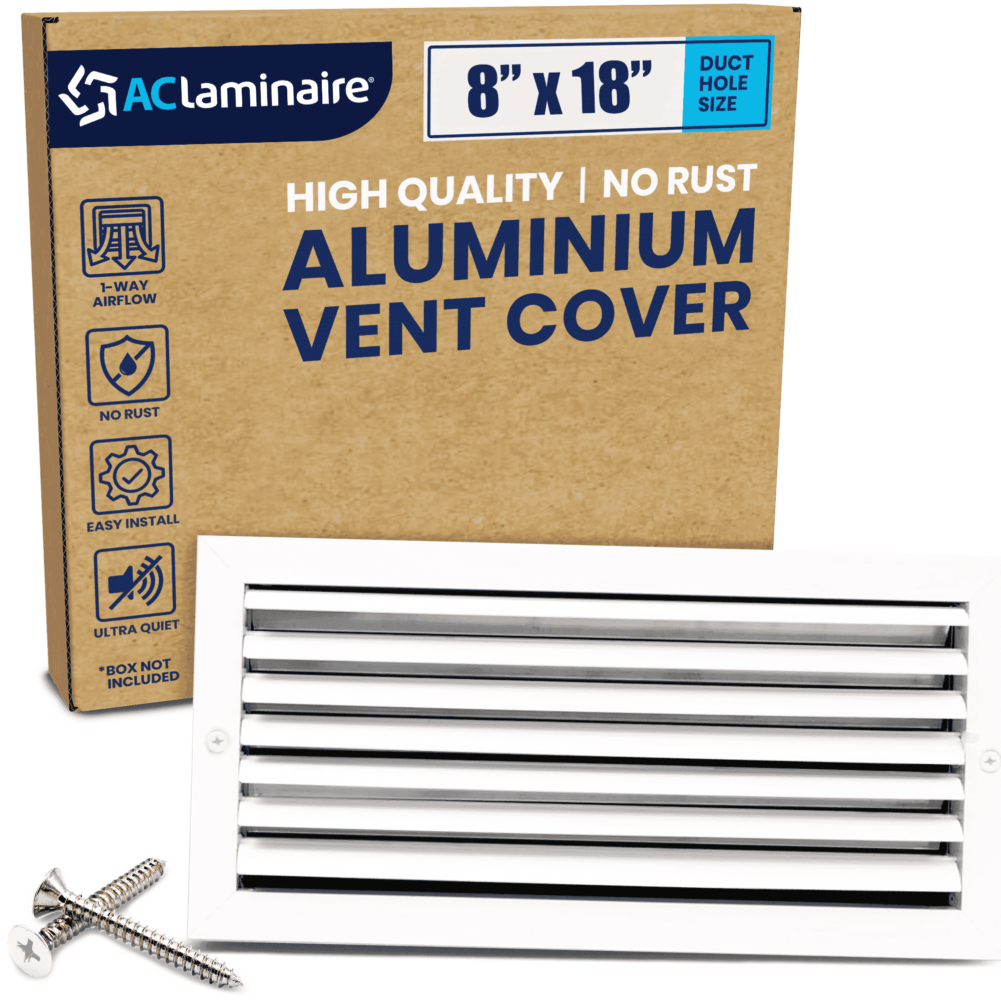 ACLAMINAIRE 8x18 1-Way Vent Cover Ceiling HVAC Aluminum Curved Blade [9 ...