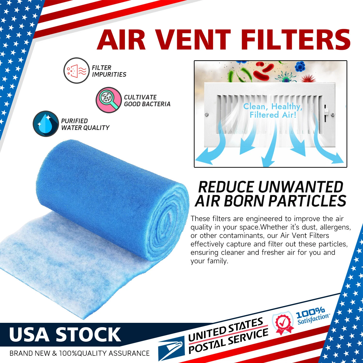Vent Filter Air Vent Filters Kit - Cut Size Fit Floor Vent Filters For ...