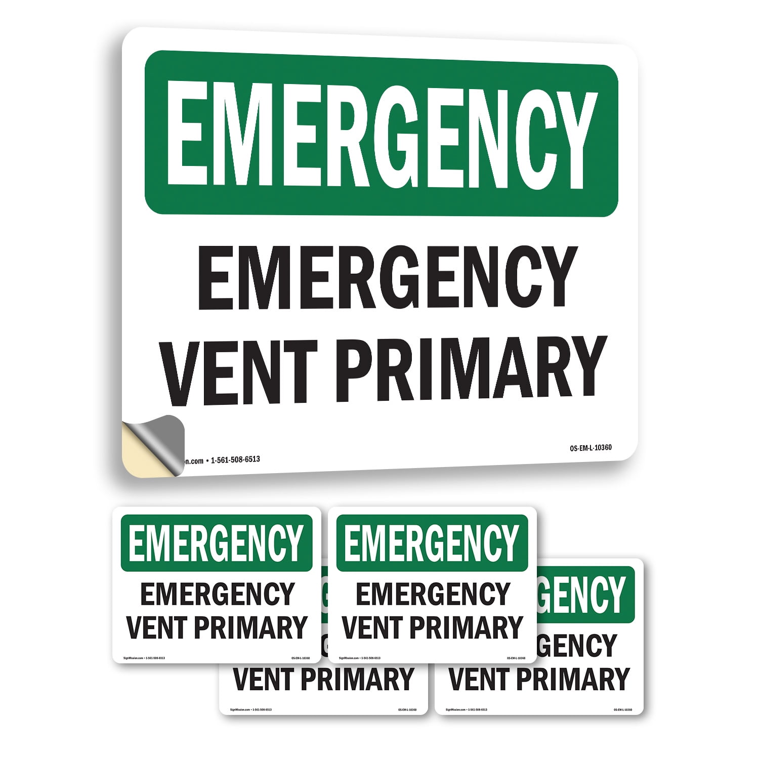 Vent Primary OSHA Emergency Vinyl Decal Label 24 Inch x 18 Inch - 5 ...
