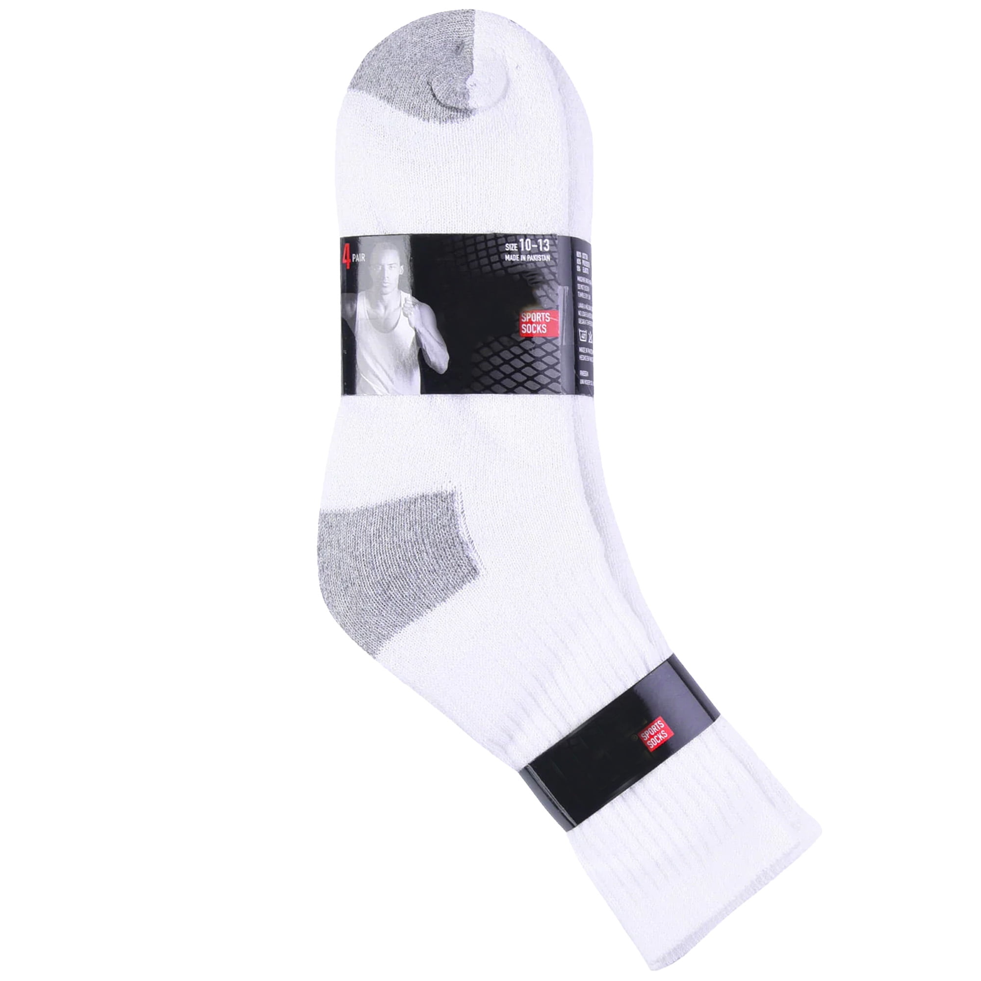 Ventana Men's 12 Pairs of Full Length Sport Socks-10-13-White-4 Pairs ...