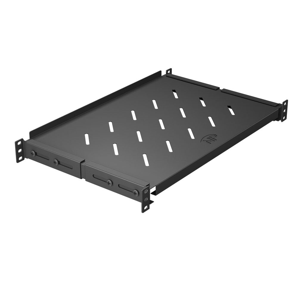 NavePoint Vented 4-Post Shelf, Adjustable, Black, 300mm Depth, 1U, 242 ...