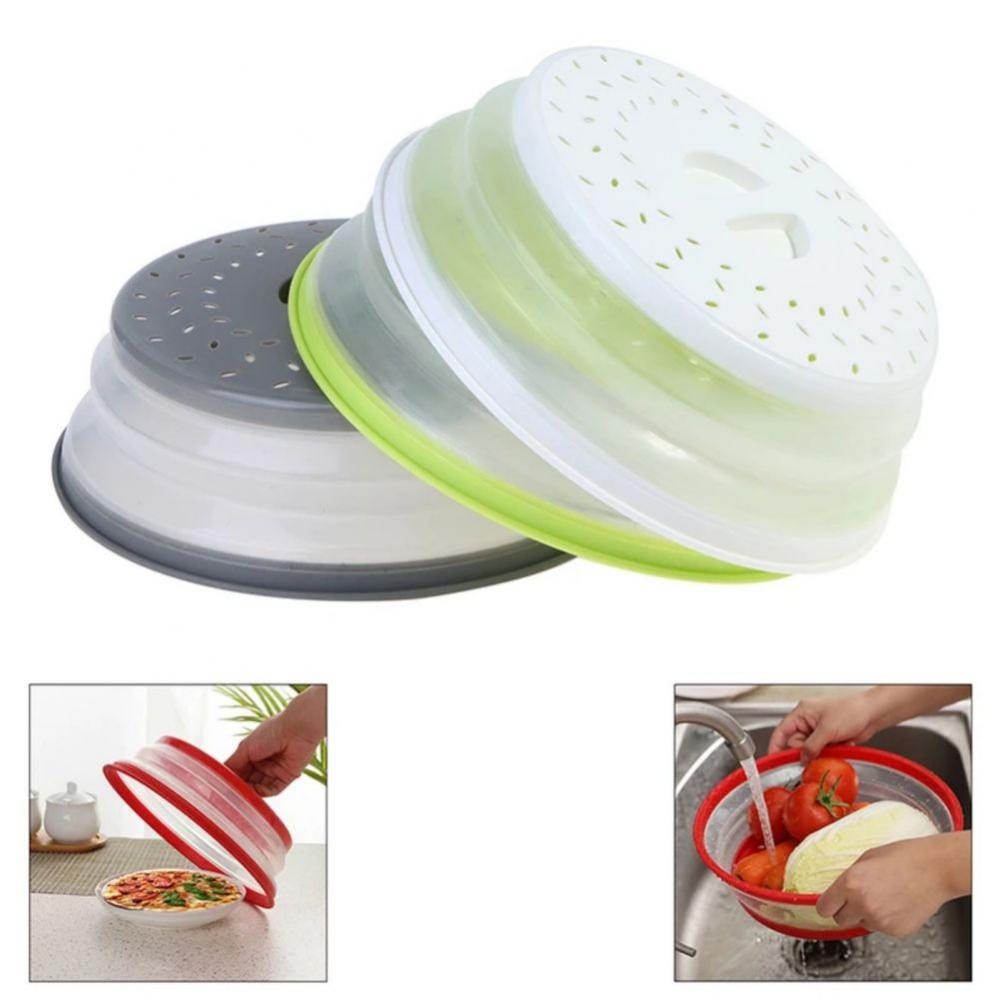 Vented Collapsible Microwave Splatter Proof Food Plate Cover With Easy ...