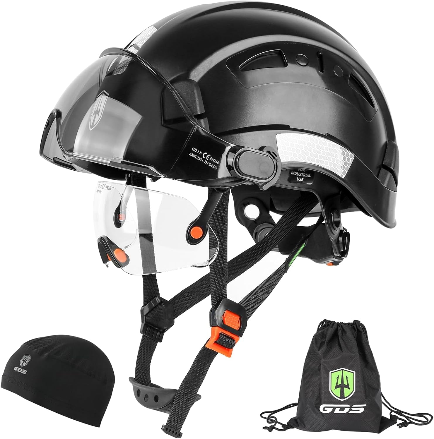 Vented Construction Helmet with Tinted & Clear Visor Safety Hard Hat ...