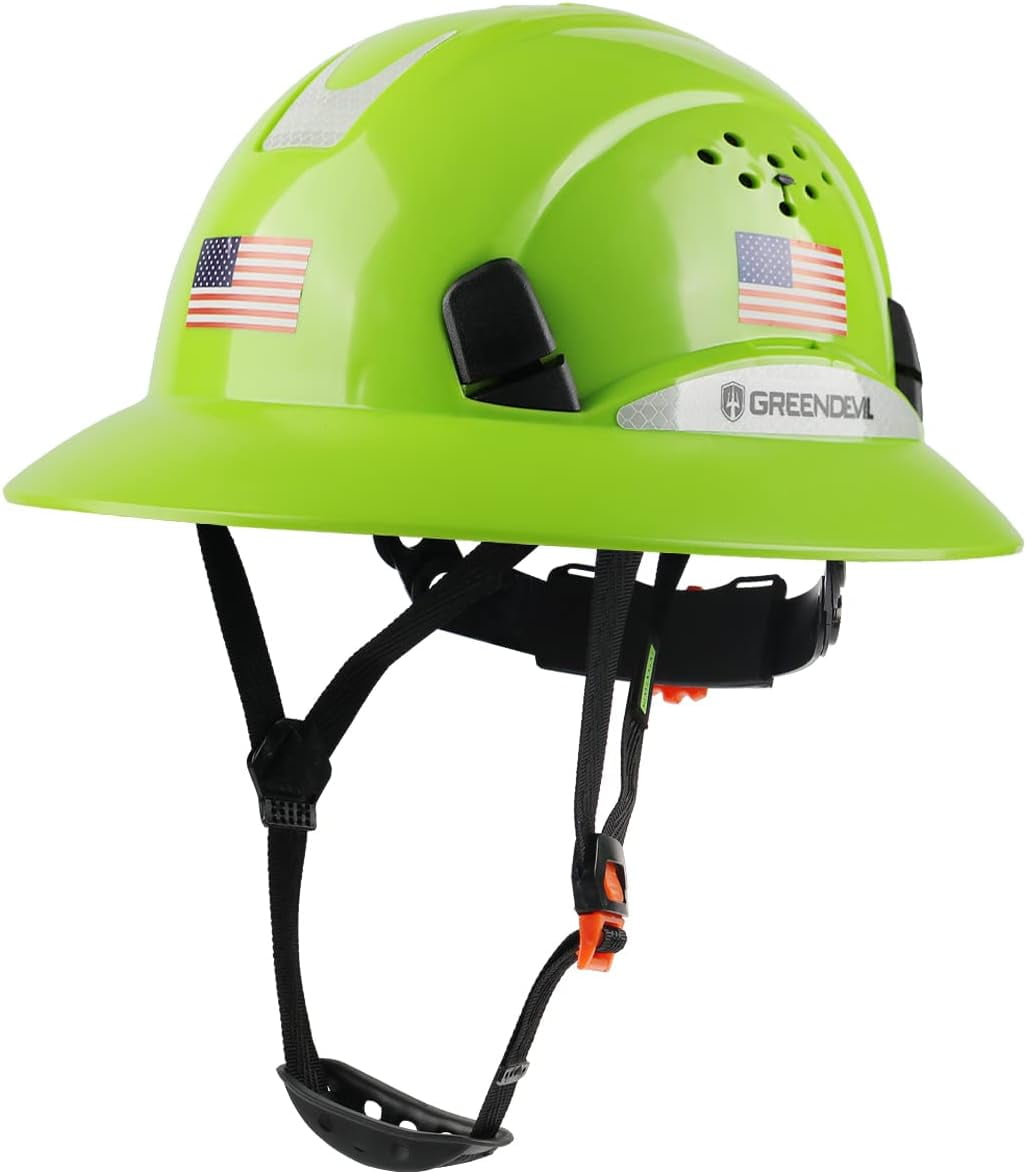 Vented Construction Safety Helmet with Full Brim OSHA Approved Cascos ...
