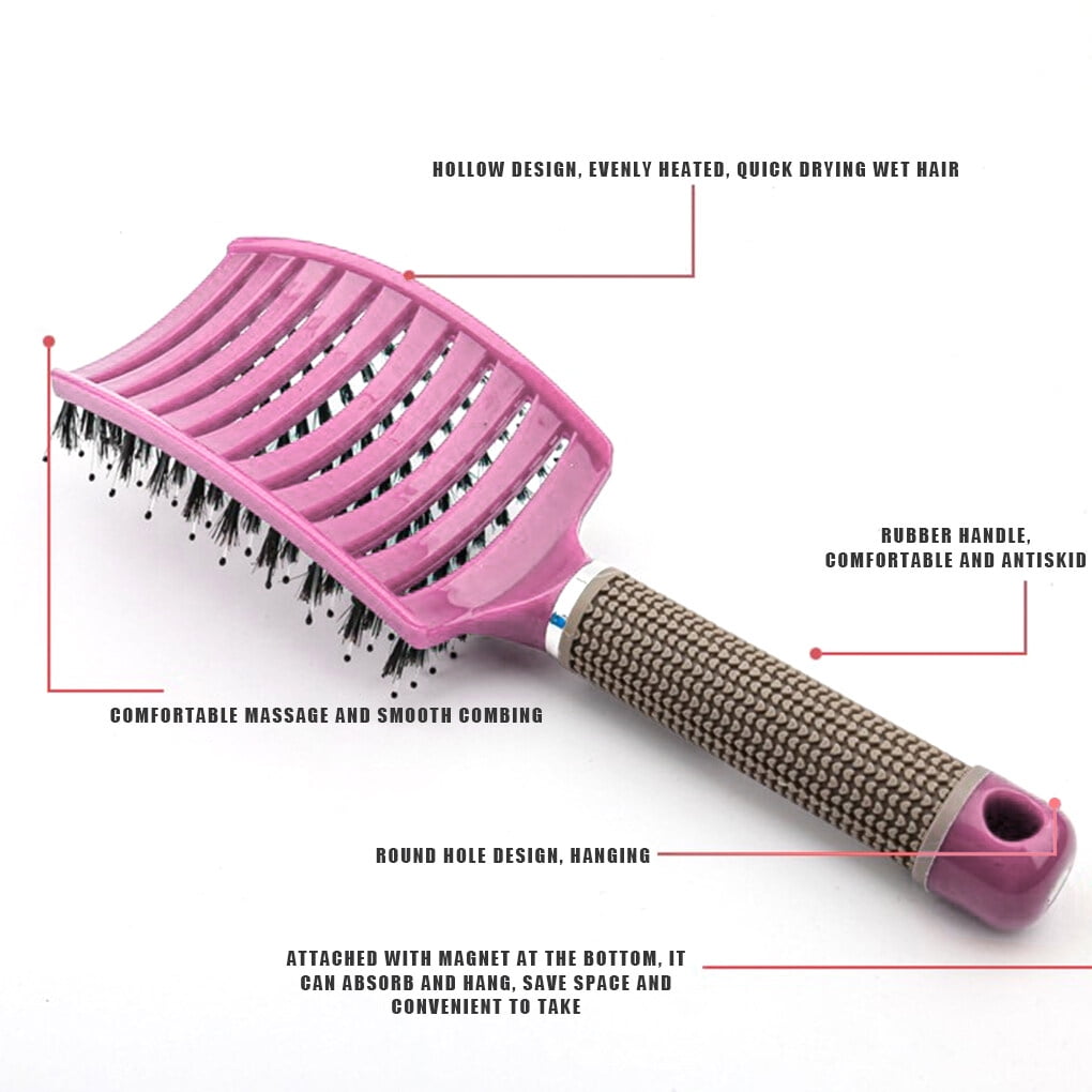 Vented Curved Detangling Hair Brush, Hairdressing Styling Hair Brushes ...