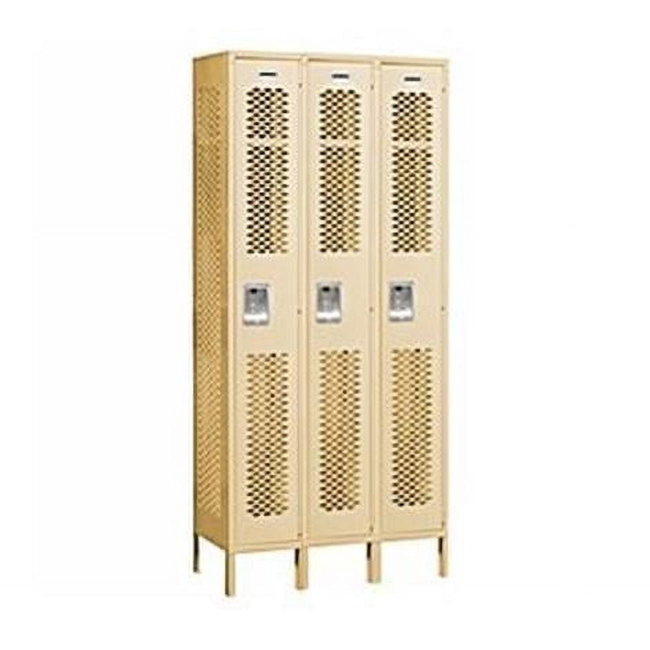 Vented Metal Locker - Single Tier - 3 Wide - Tan - Unassembled ...