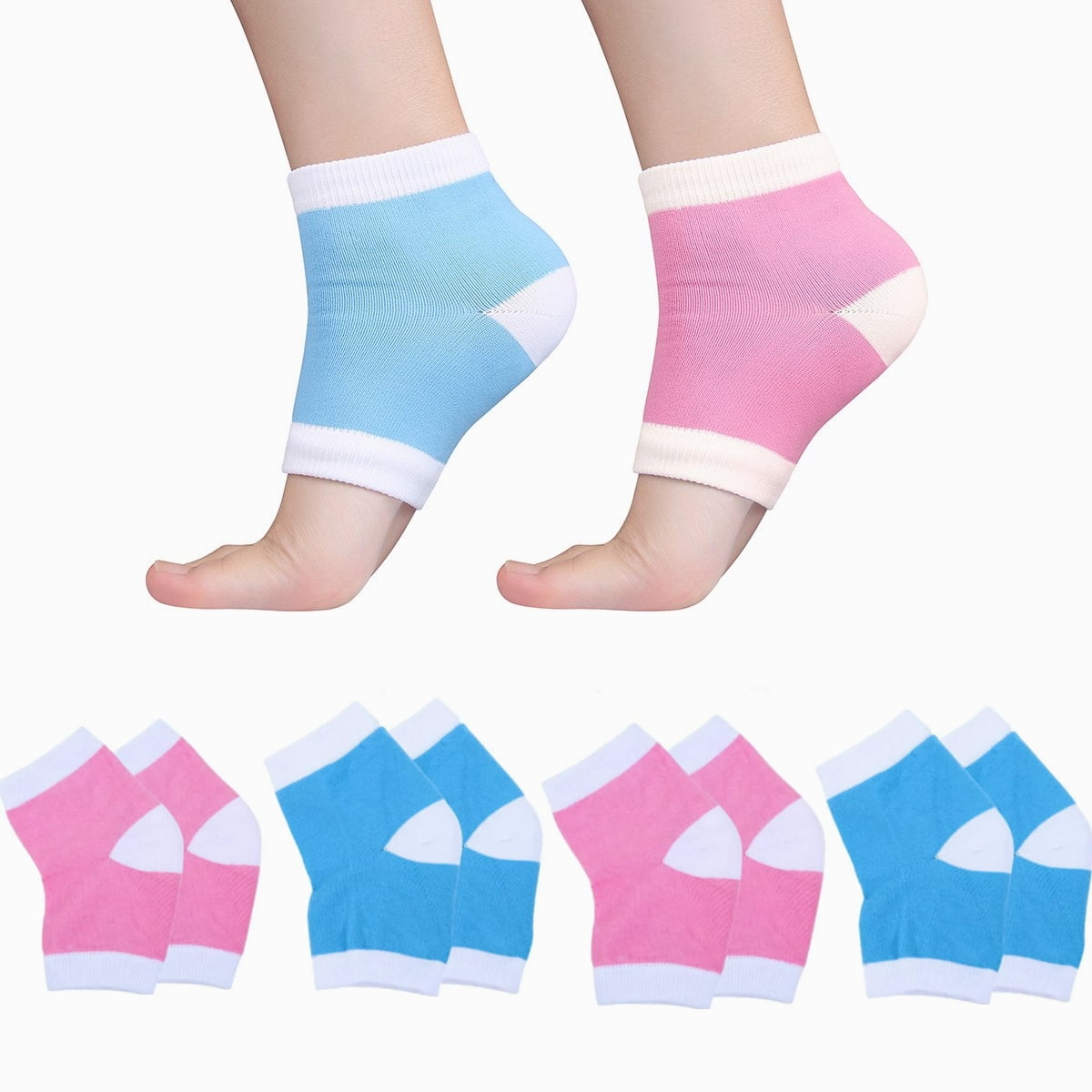 Vented Moisturizing Gel Heel Socks, Scheam 4 Pairs Toeless Spa Sock for ...