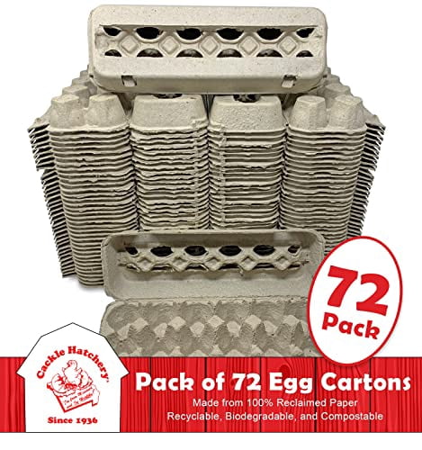 Vented Paper Pulp Egg Cartons Holds 1 Dozen Chicken Eggs (72 Pack ...