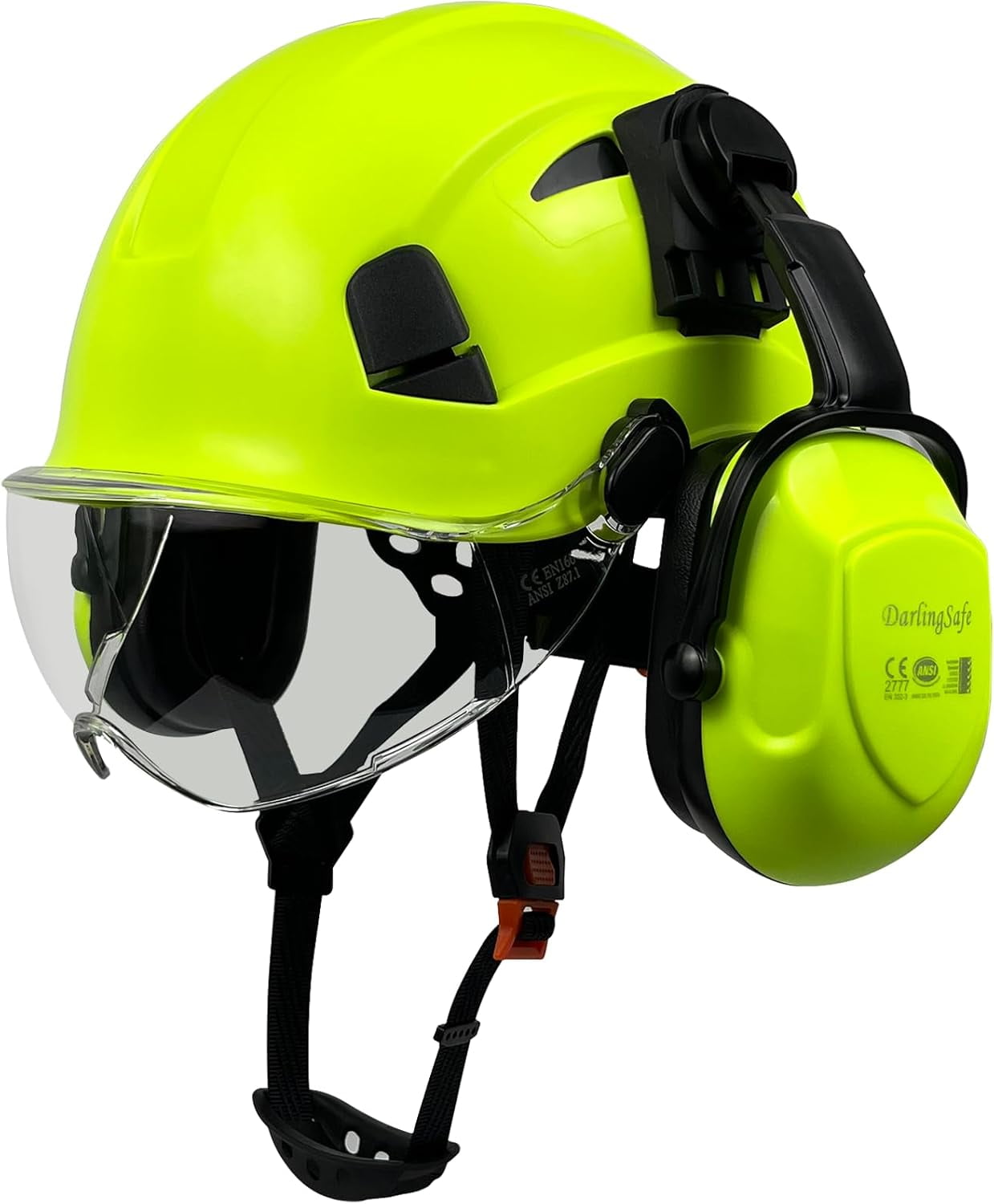 Vented Safety Helmet with Visor and Ear Muffs Hard Hat with Earmuffs ...