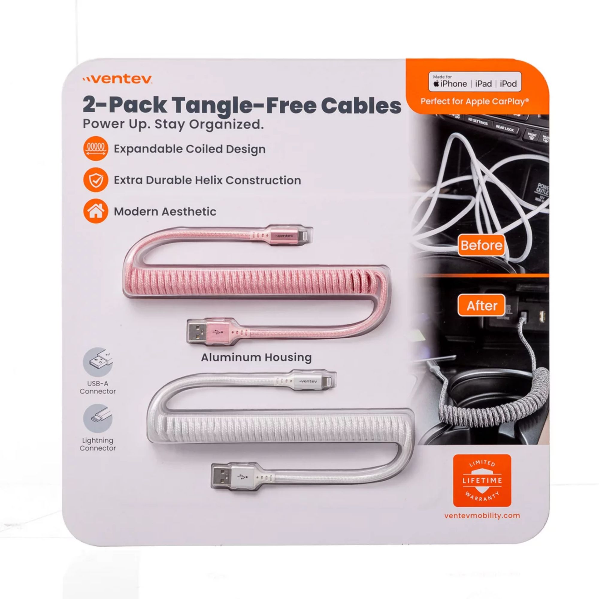 Ventev H2P-AL256800 Chargesync MFI Certified Apple Lightning Helix ...