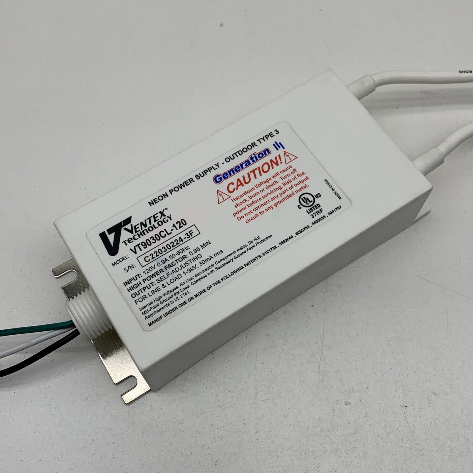 Ventex VT9030CL-120 Neon Sign Transformer 120V Power Supply 9000V 9kV ...