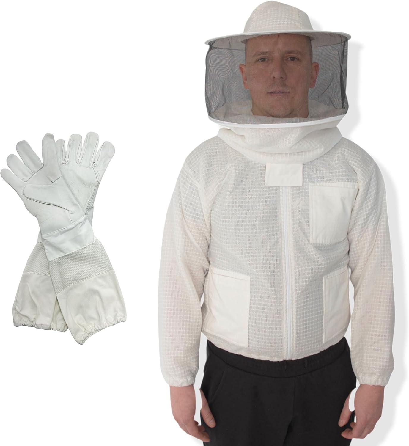 Ventilated Bee Jacket Round Hood - 3 Layer Mesh Ultra Vented Beekeeping ...