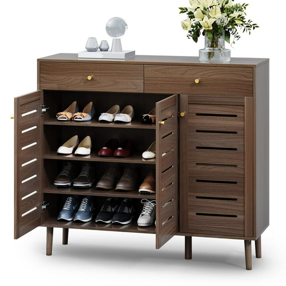 Ventilated Entryway Shoe Cabinet with Hidden Shelves for 18–24 Pairs ...