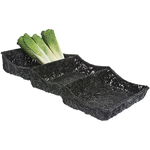 Ventilated Produce Tray Rectangular Black Plastic 3-Compartment - 16" L ...