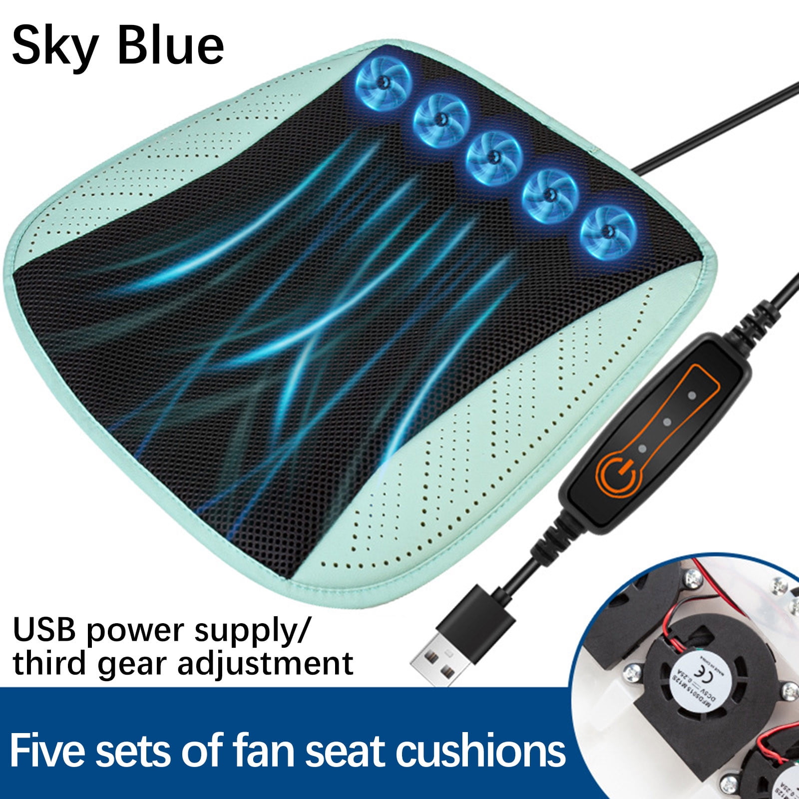 Ventilated Seat Cushion with USB Port, Breathable Air Flow Cooling Pad ...