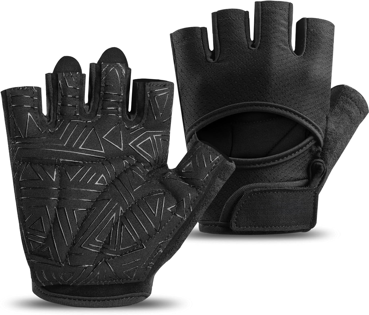 Ventilated Weight Lifting Gloves, Thick Padded Gym Gloves with Full ...