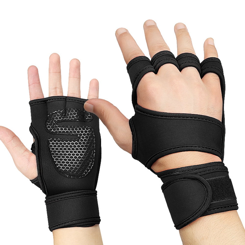 Ventilated Weightlifting Workout Gloves With Built-In Wrist Strap For ...