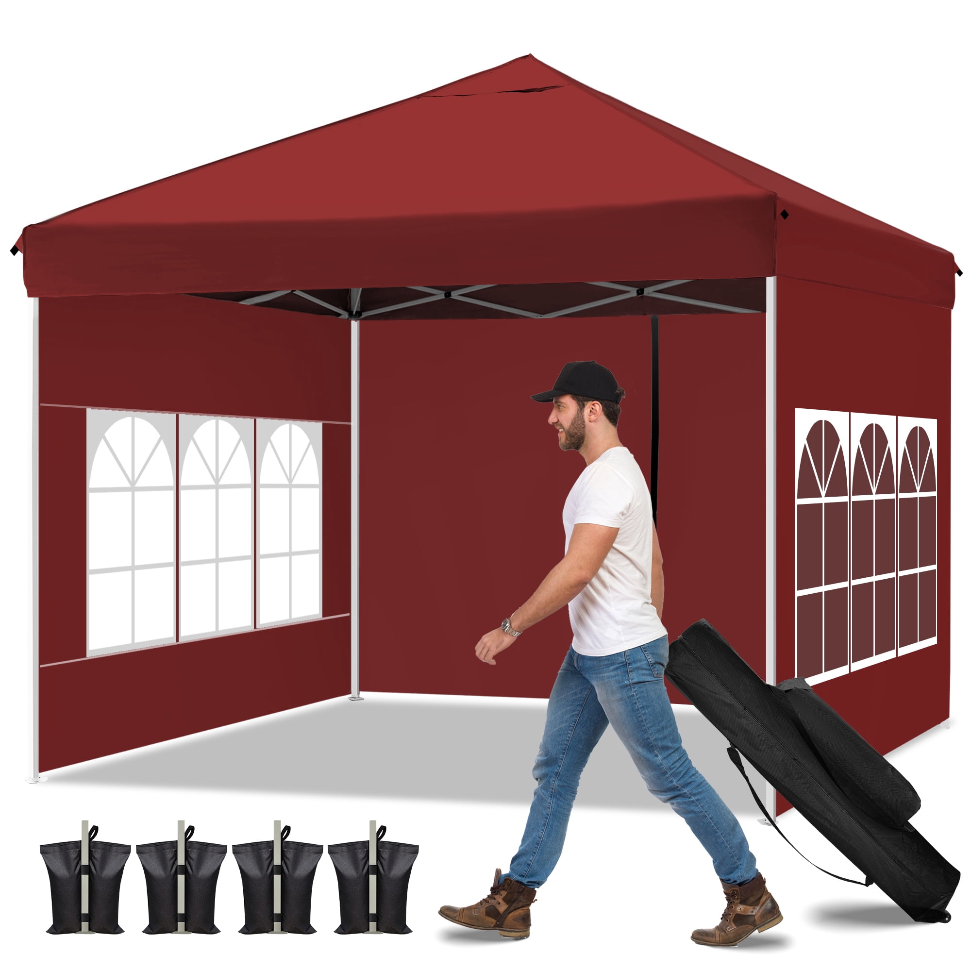 VentuLodge 10' x 10' Pop up Canopy Tent with Sidewalls, Windows, 4 ...