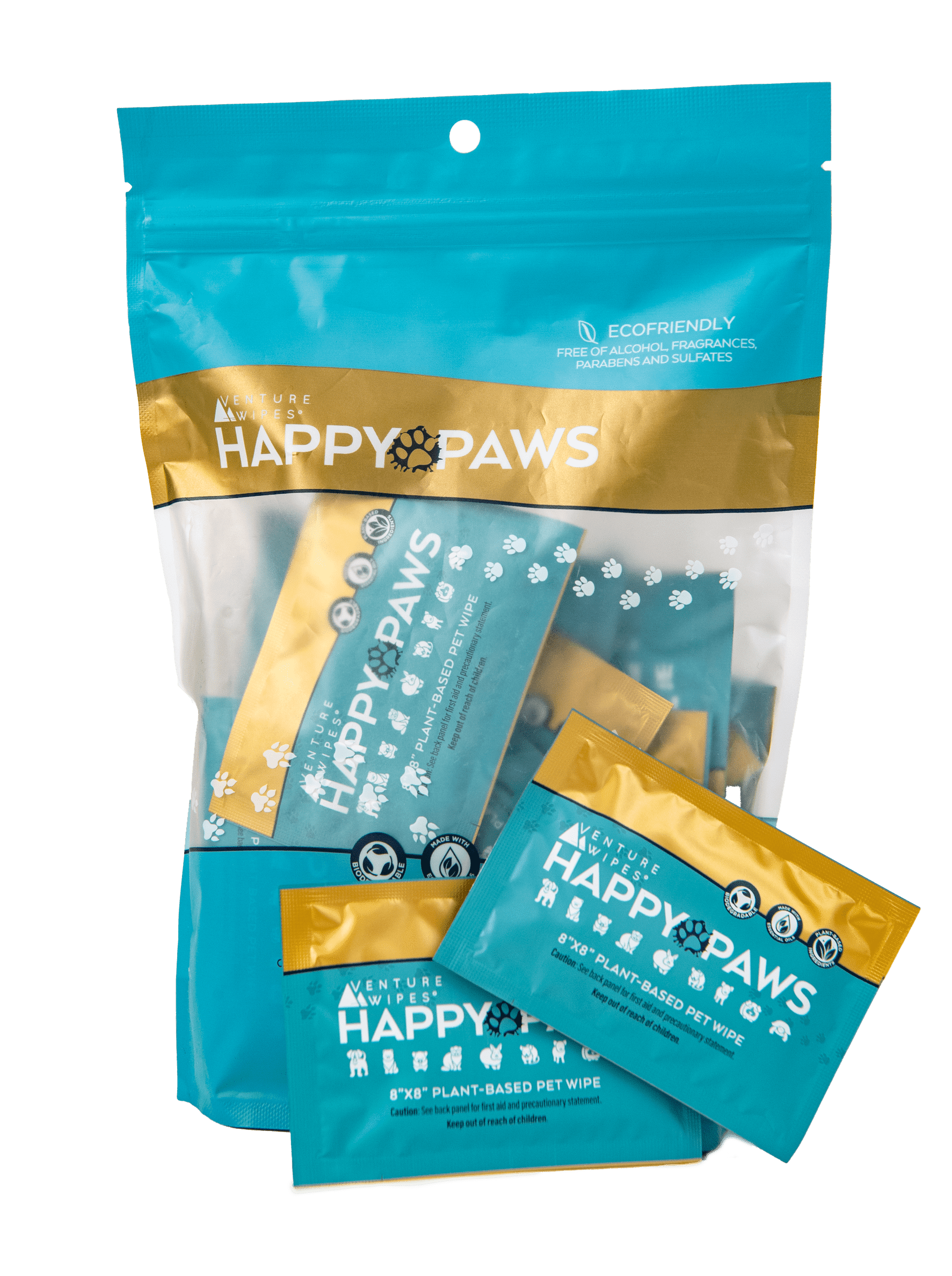 Happy Paws - Natural, Biodegradable Pet Wipes for Dogs & Cats. Grooming ...