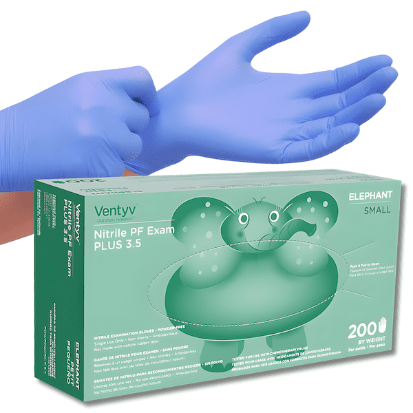 Ventyv Powder-Free Nitrile Exam Gloves, Plus 3.5 Violet Blue (Elephant ...