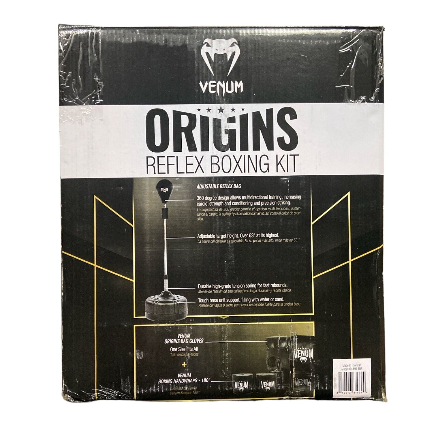Venum Origins Reflex Punching Hand Wraps Boxing Kit, Adjustable Height ...