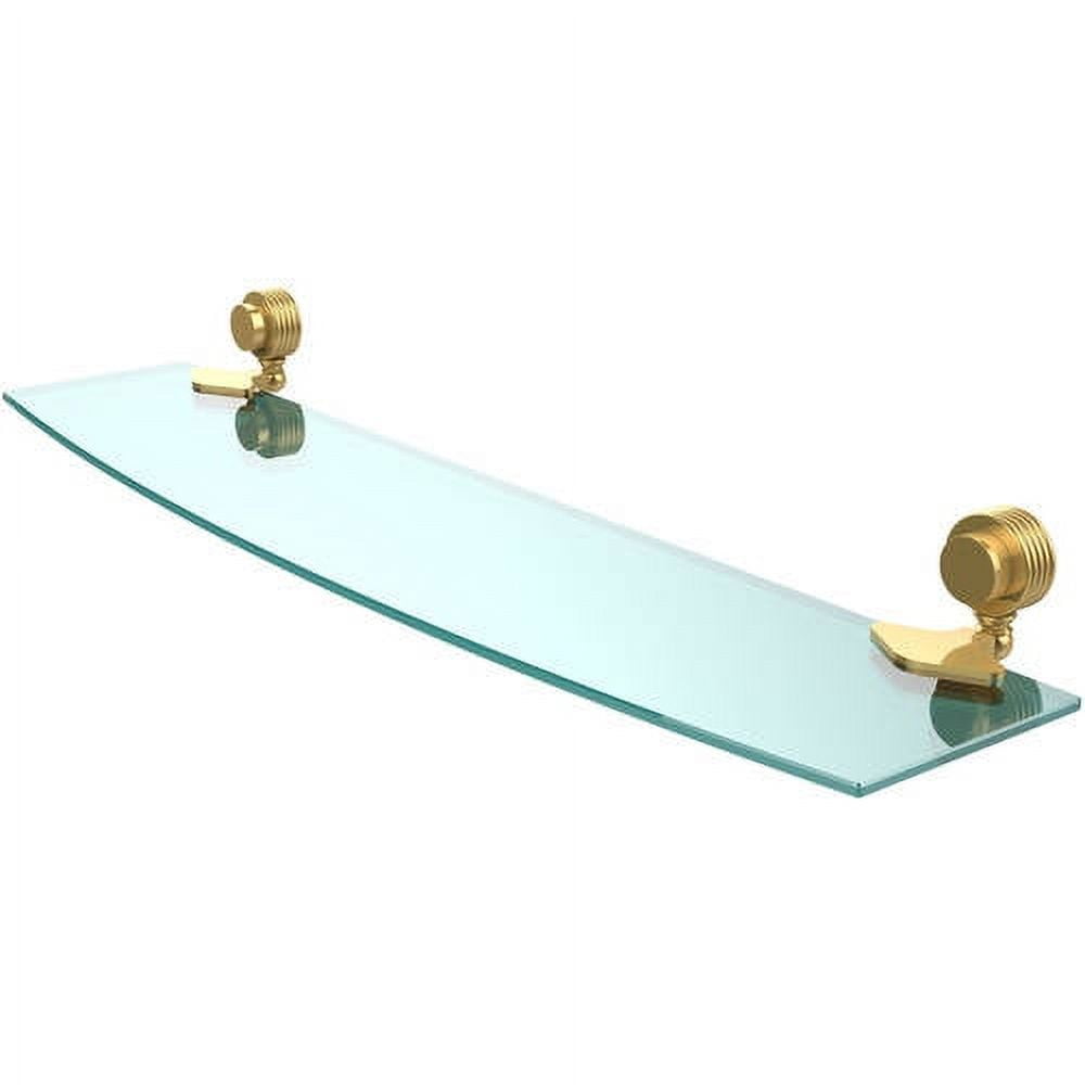 Venus Collection Glass Shelf with Grooved Accents - Polished Brass / 24 ...