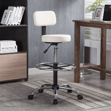 Studio Designs Drafting Chair, Black Faux Leather, Chrome Base ...