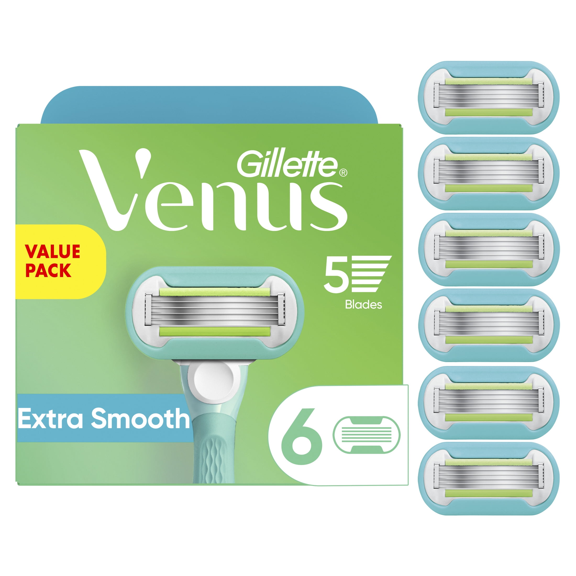 Venus Extra Smooth Women's Razor Blade Refills, 5 Blade Shave Head, 6 ...