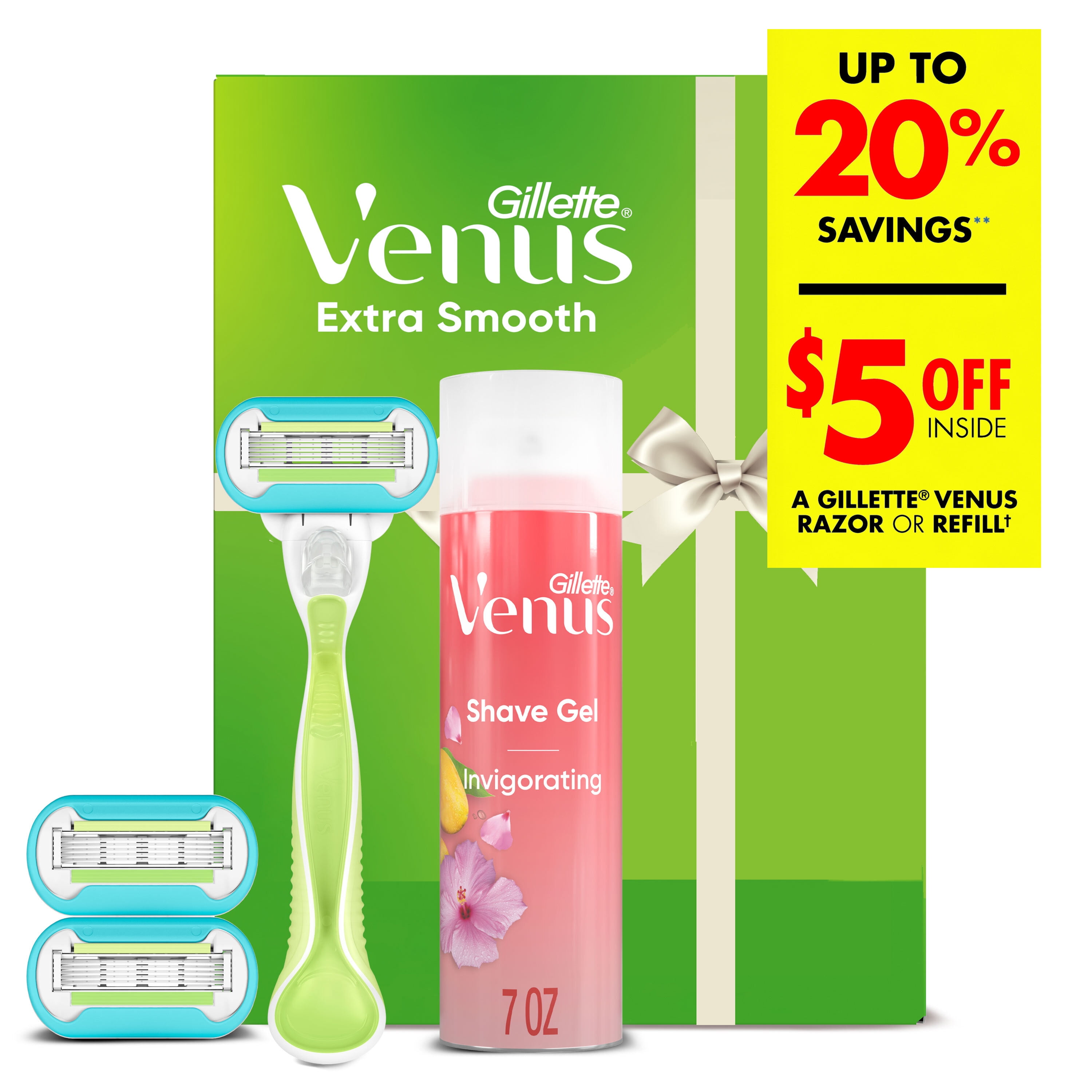 Venus Extra Smooth Women's Razor + Venus Invigorating Shave Gel Holiday ...