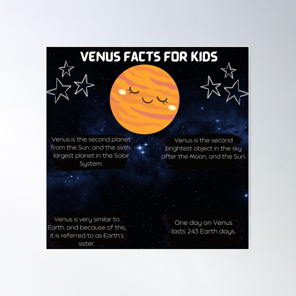 Venus Facts For Kids Poster Wall Art, Modern Wall Decor For Living Room ...