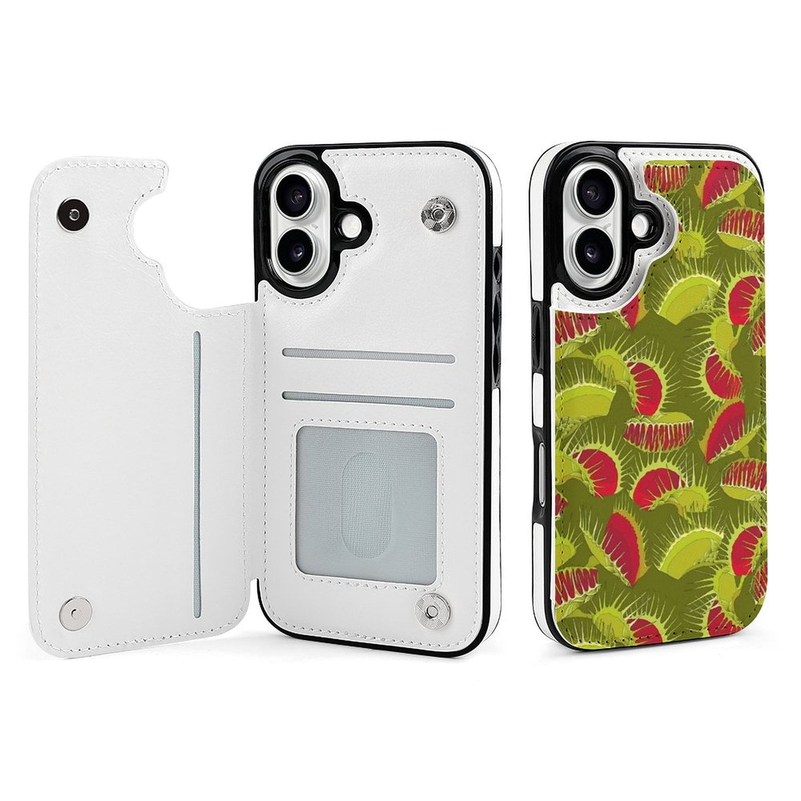 Venus Fly Catching Flytrap Leather Wallet Case for iPhone 16 15 14 13 12 11 Pro Max Wallet Case ...