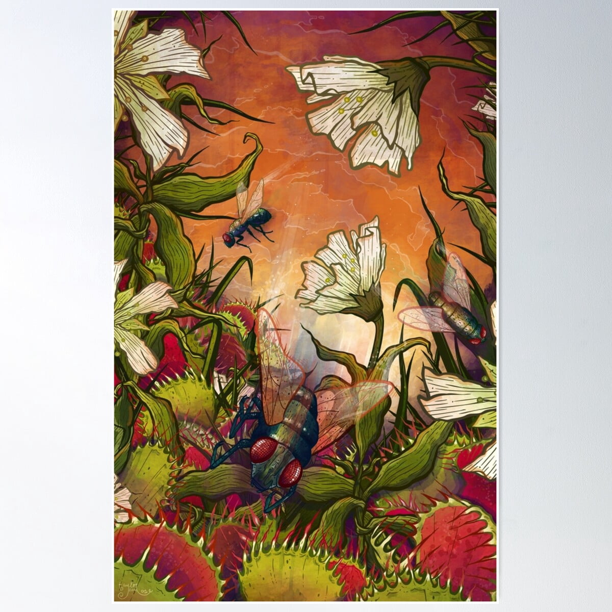 Venus Fly Trap Landscape Poster Wall Art, Modern Wall Decor For Living ...