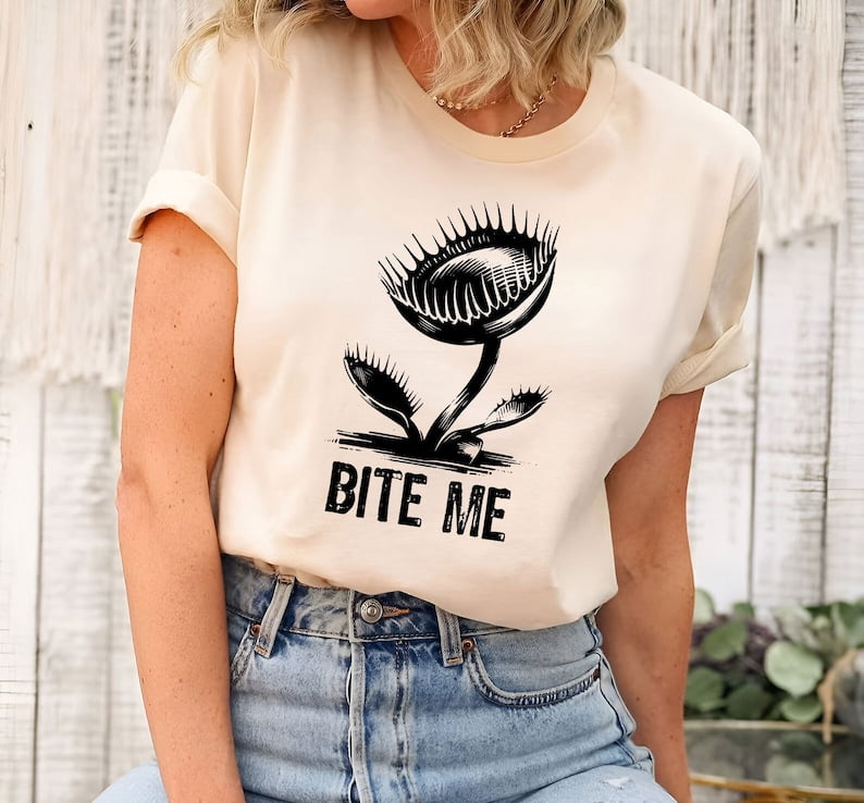 Venus Flytrap Bite Me Tee, Sassy Plant Lover Shirt, Botanical Humor, Carnivorous Plant Tee ...