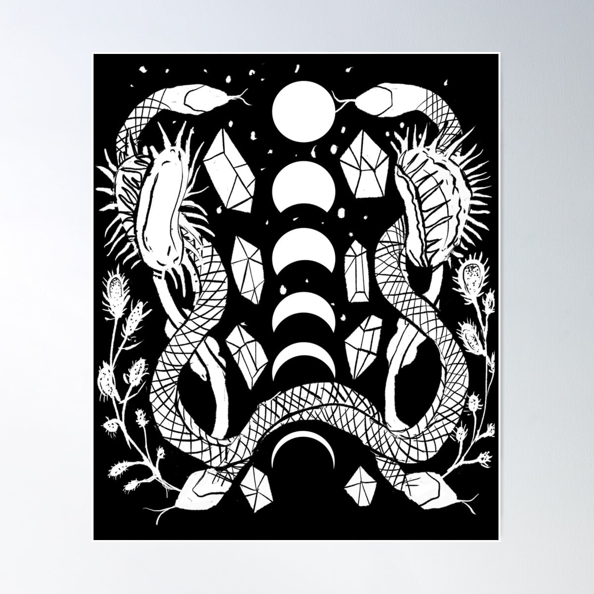 Venus Flytrap, Crystals, Snakes, Moon Phases Witchy Goth Poster Wall Art, Modern Wall Decor For ...