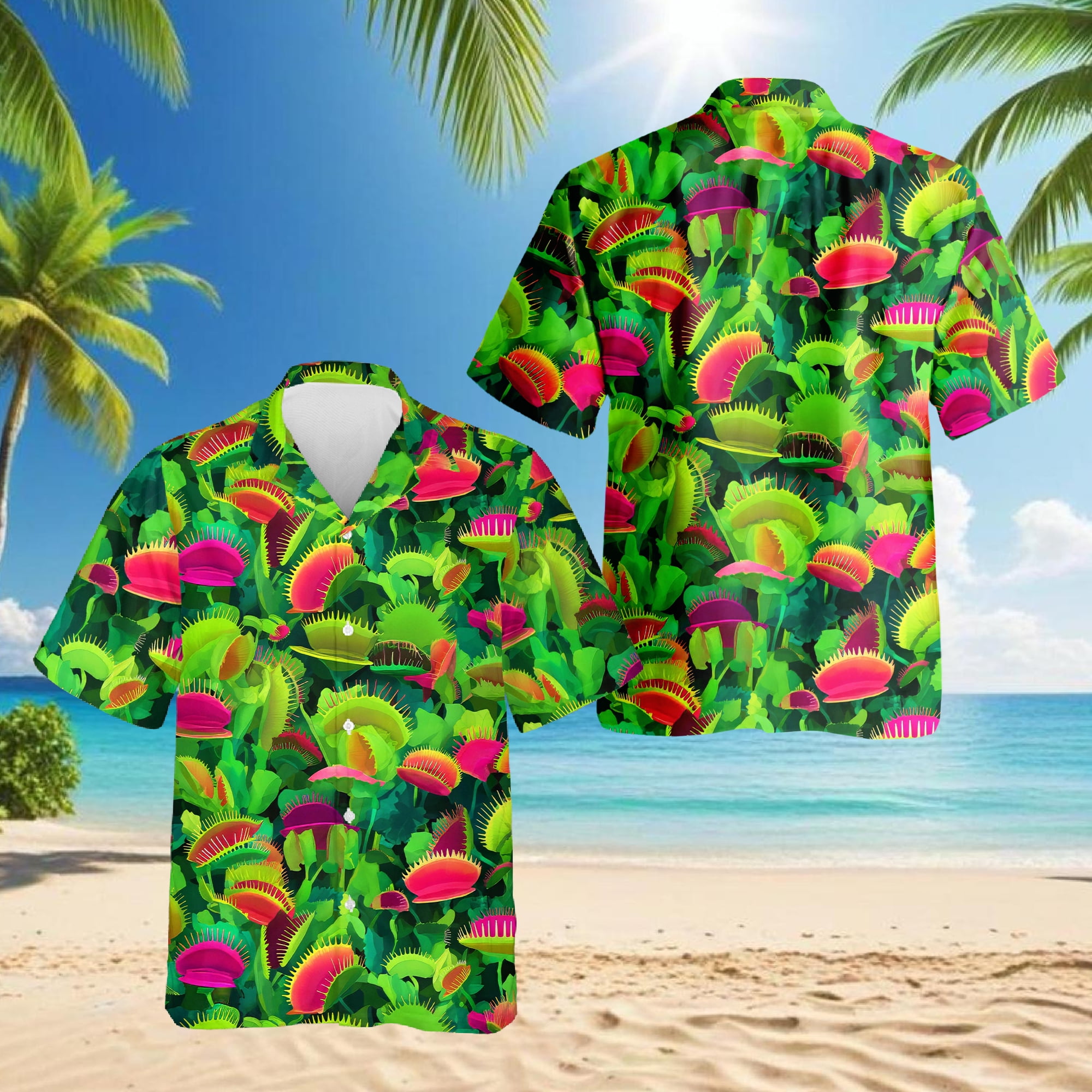 Venus Flytrap Hawaiian Shirt for Men, Plant Lover Gifts, Button Down ...