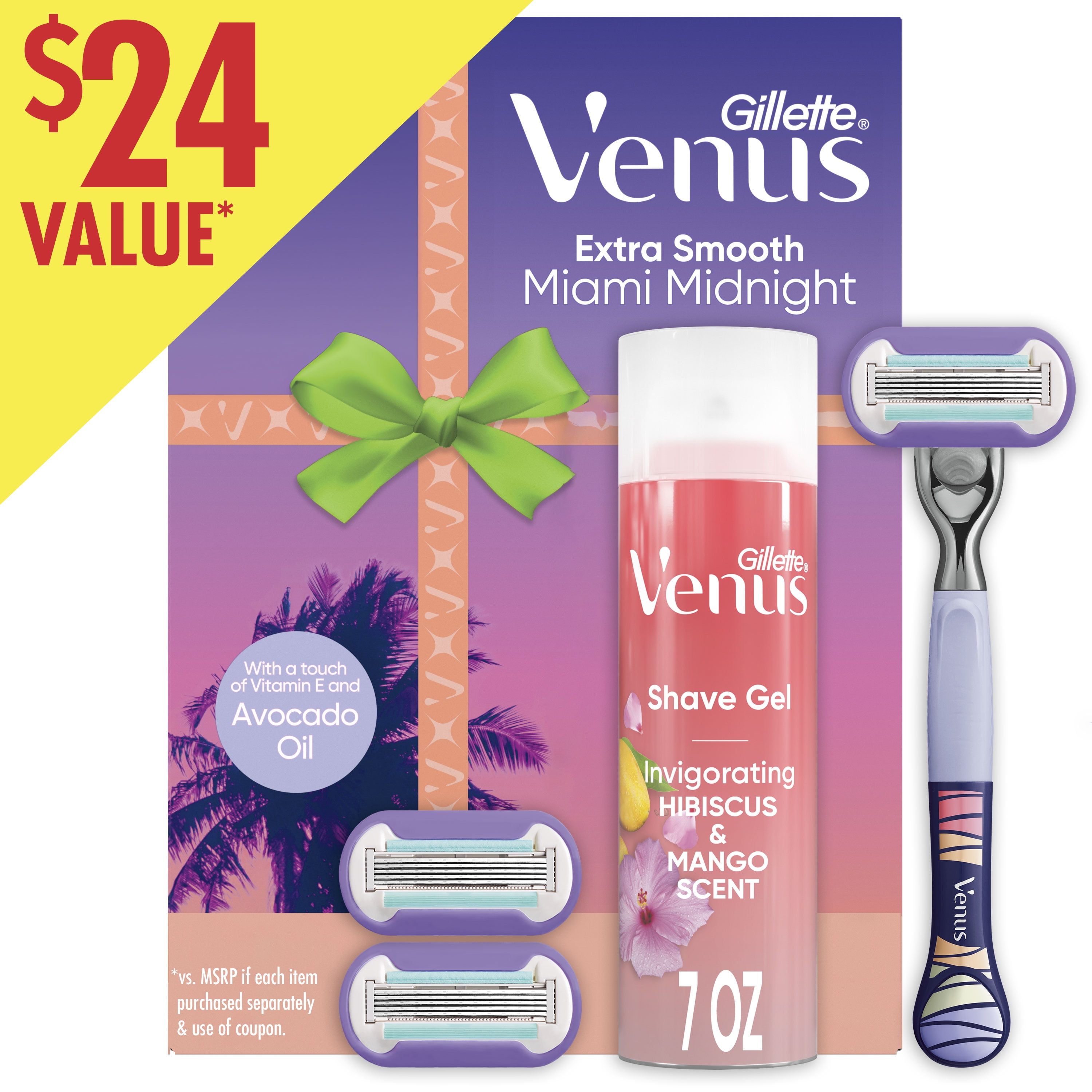 Venus Miami Midnight Extra Smooth Razor for Women, Holiday Gift Set for ...