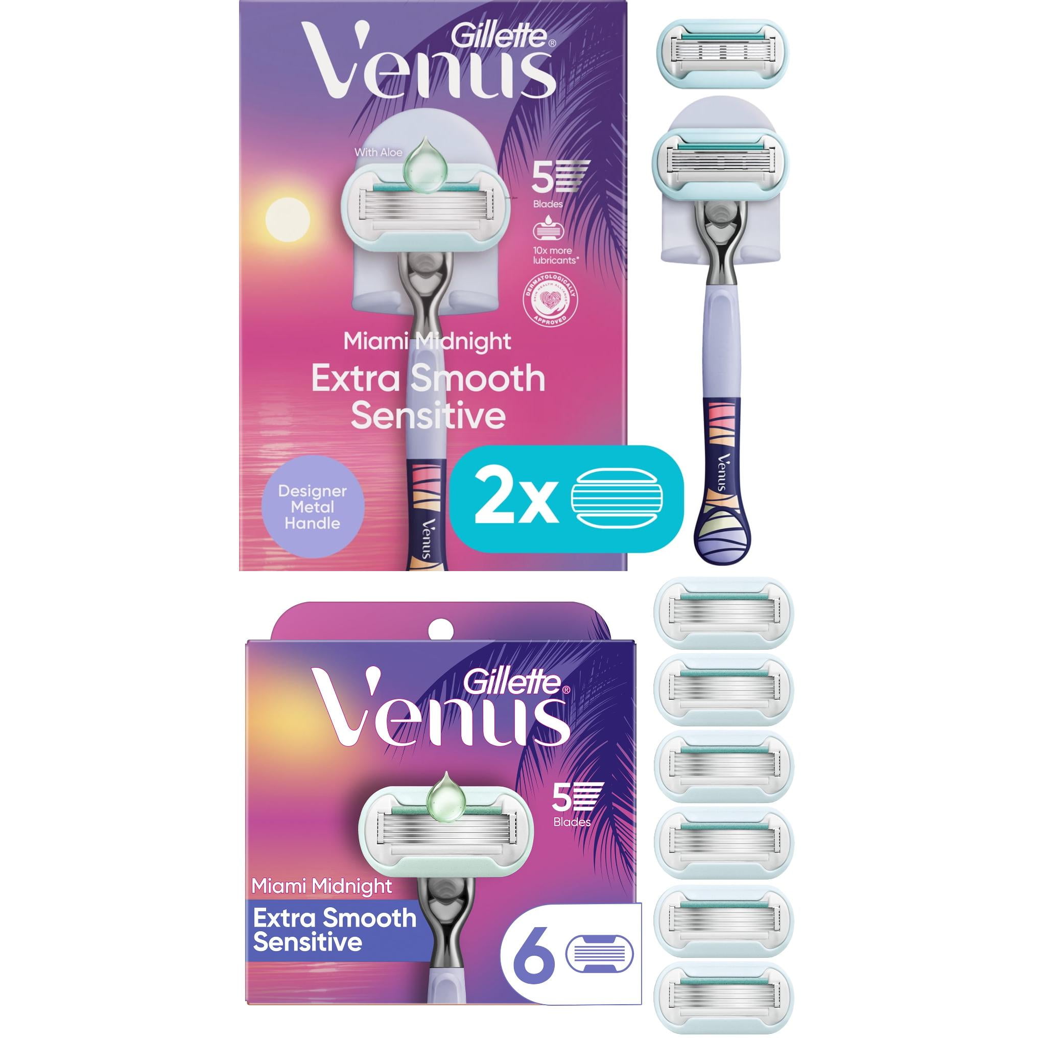 Venus Miami Midnight Extra Smooth Sensitive Manual Razor Bundle with 8 ...